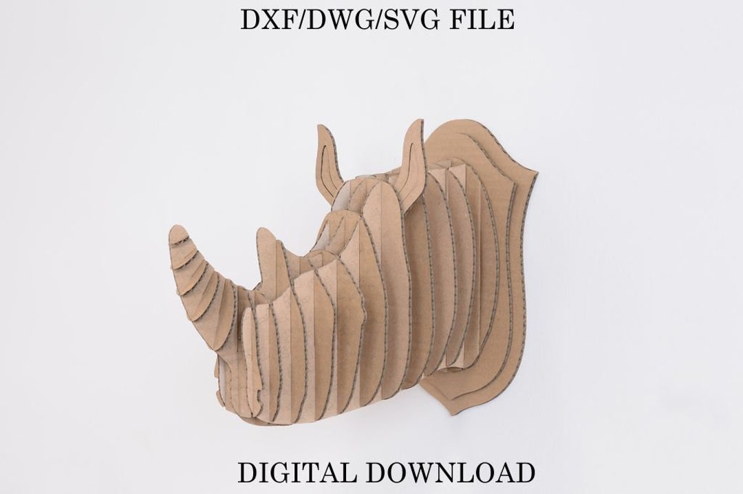 DXF/DWG Rhino Head Wall Decor/home Decor/laser Cut File/cnc Milling/diy ...