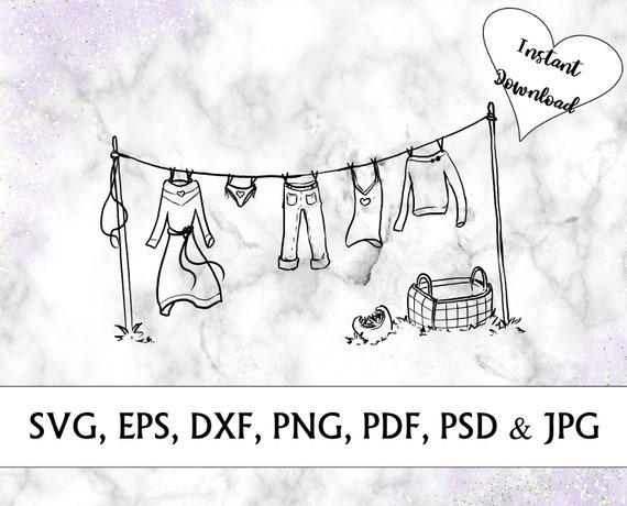Laundry Clothes Line SVG Layered Clipart Editable doodle icon | Etsy