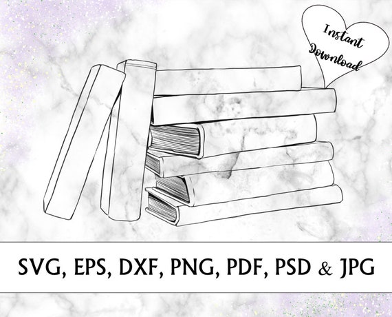 Book Stack SVG Layered Clipart Editable Doodle Icon Clipart | Etsy