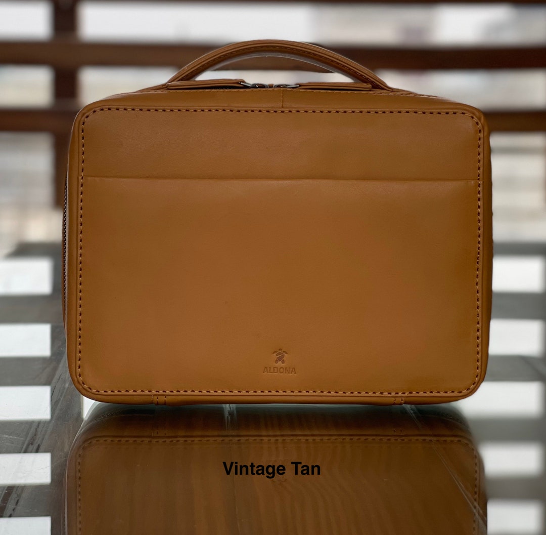 Handmade Leather Tech Organiser, Gadget Organiser - Vintage Tan - Etsy