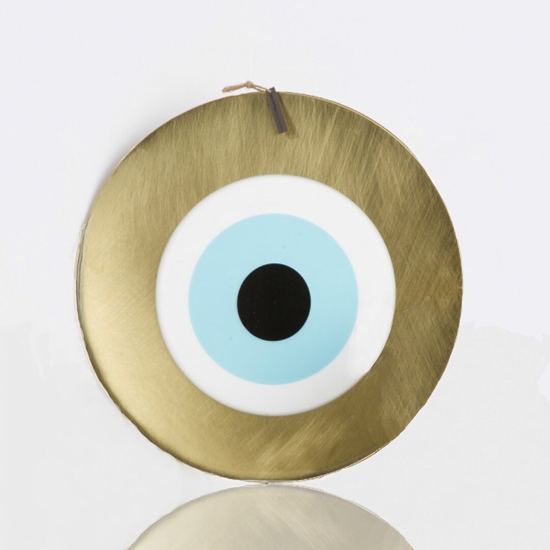 Bord De L’ EAU Mati Round Greek Evil Eye XL Wall Hanging Bronze Blue ...