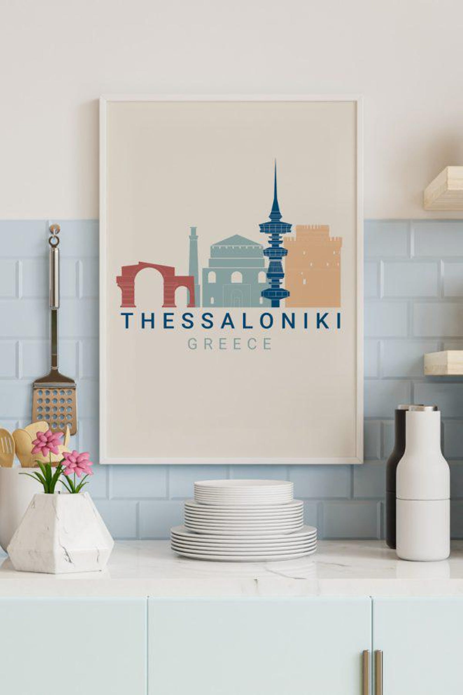 Minimalist Thessaloniki Pastel Poster | Greece Wall Art | Greek ...