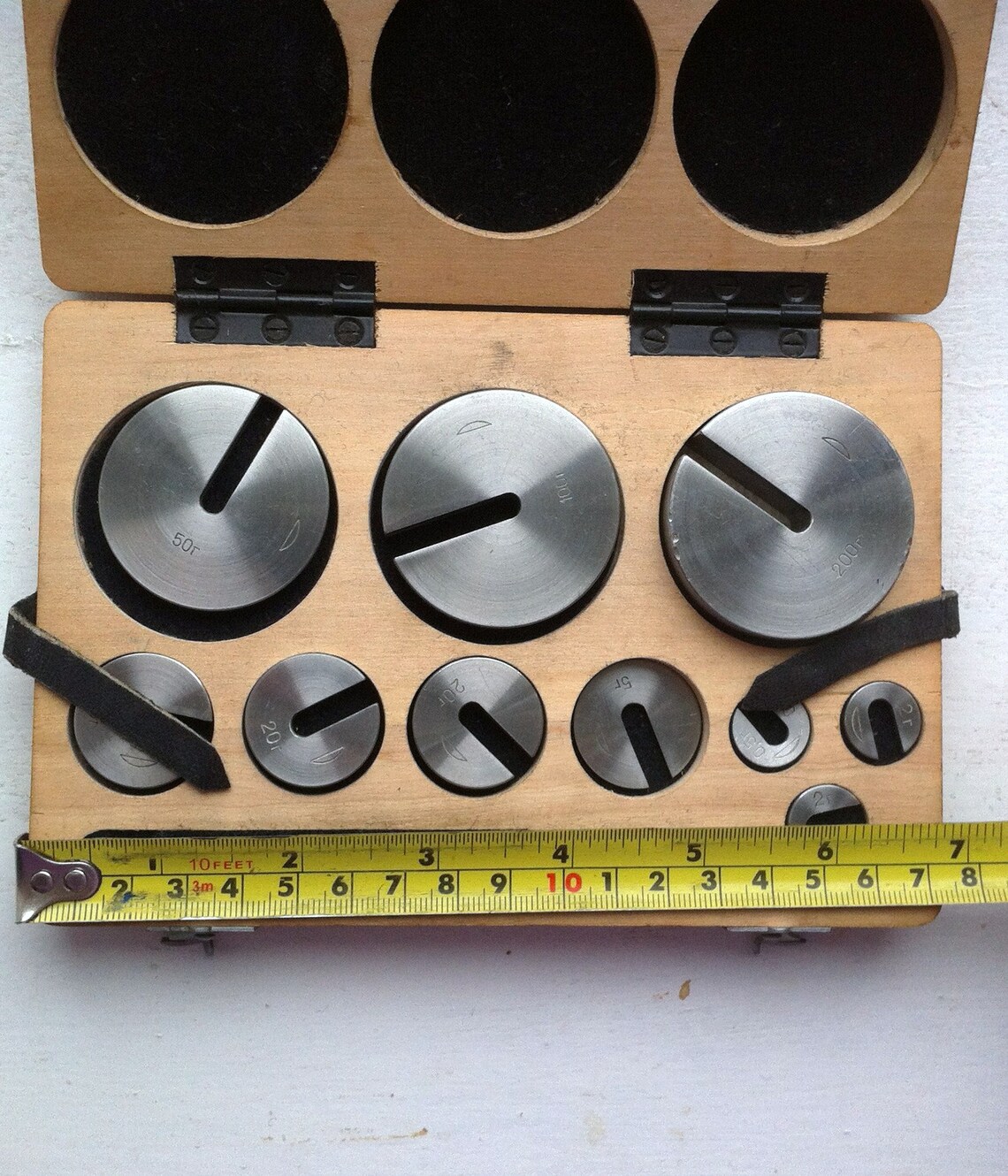 Vintage set of weights in original wooden box Antique weights | Etsy