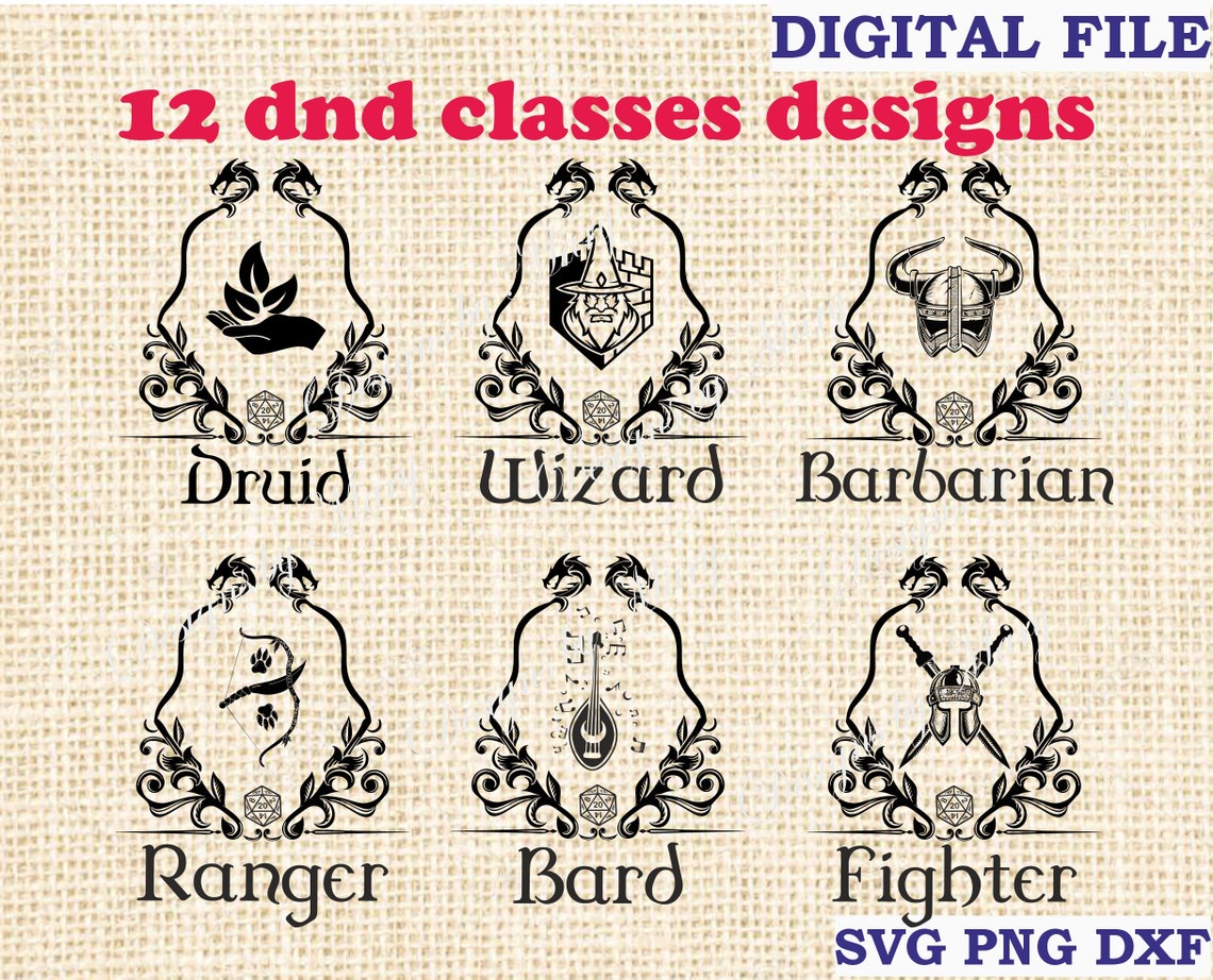 Dnd Class Emblems Bundle Pack 12 Pcs Dnd Svg Dungeons and - Etsy UK