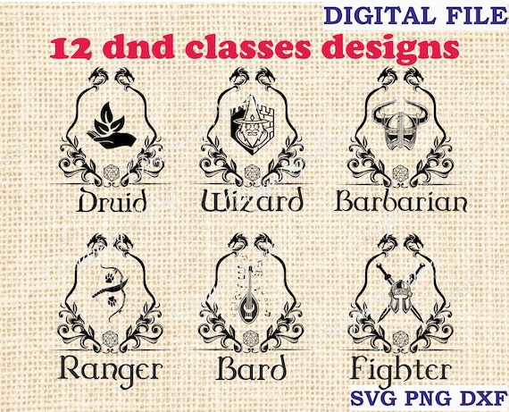 Dnd Class Emblems Bundle Pack 12 Pcs Dnd Svg Dungeons and - Etsy