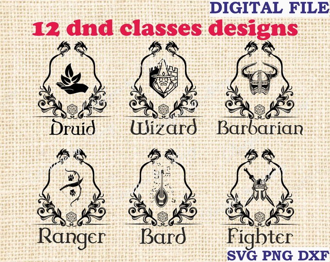 Dnd Class Emblems Bundle Pack 12 Pcs Dnd Svg Dungeons and - Etsy