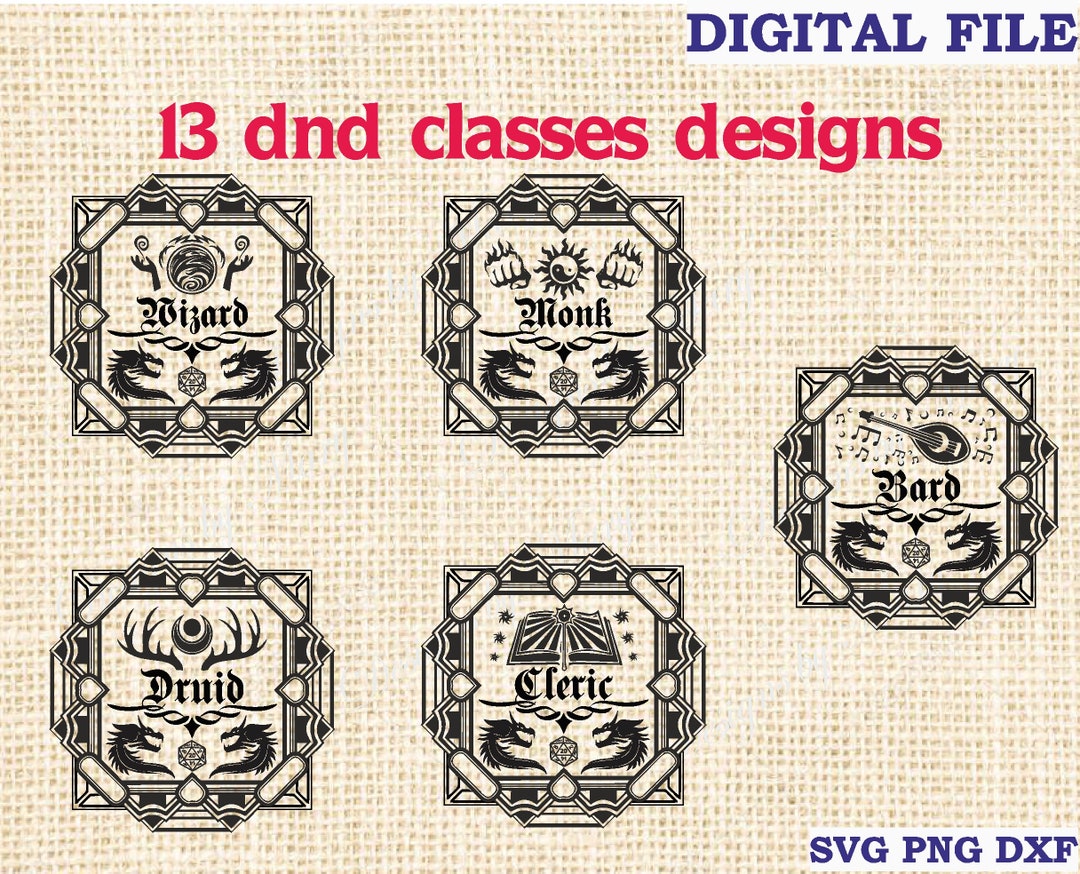 RPG Dnd Class Emblems Bundle Pack 13 Pcs, Dnd Svg, D and D Svg Rpg ...