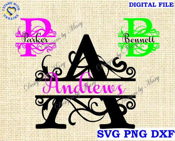 Split Monogram SVG Split Monogram Frame Alphabet Svg | Etsy