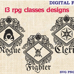 Dnd Class Svg, Dnd Bundle Pack 13 Pcs, D and D Svg Rpg, Dungeons and ...