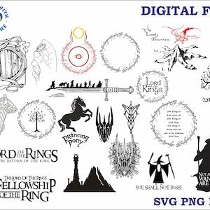 Bundle Pack Svg 20 Pcs LOTR Svg Tree of Gondor Ring Svg, Hobbit Door ...