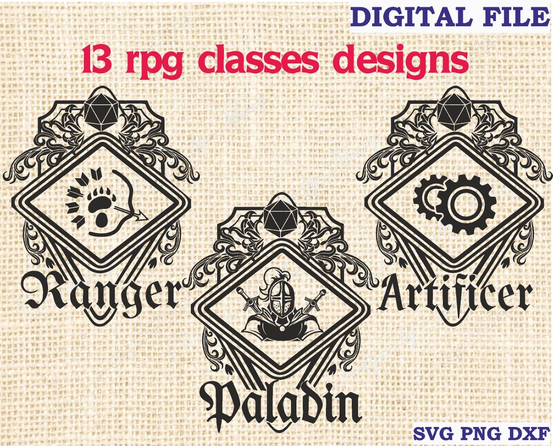 Dnd Class Svg, Dnd Bundle Pack 13 Pcs, D and D Svg Rpg, Dungeons and ...