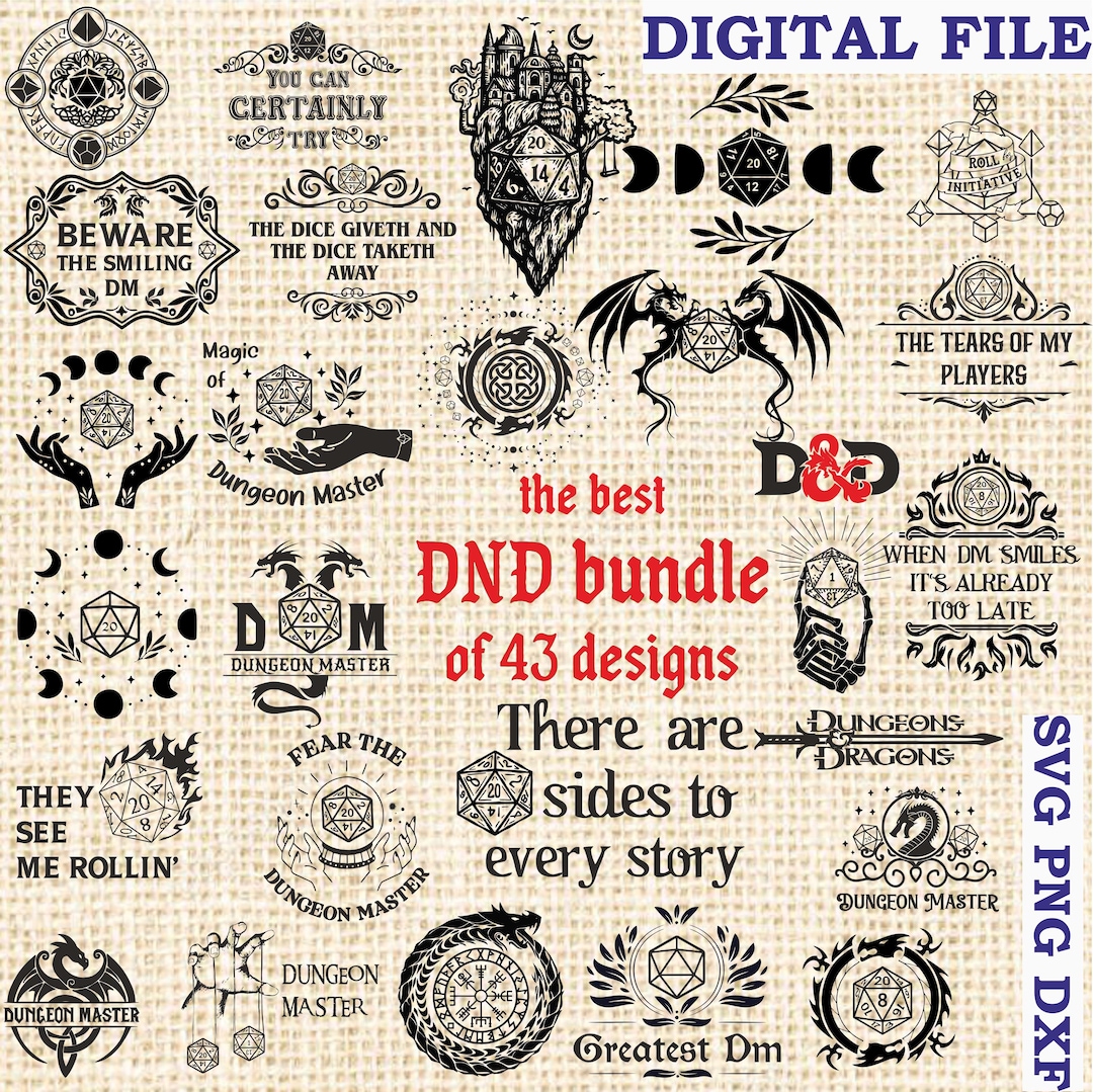 Bundle Pack 43 Pcs Dnd Svg, Dungeons and Dragons Svg, D and D Svg ...