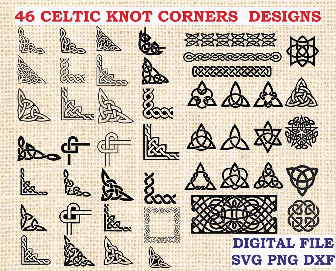 Celtic Corners Svg 46 Pcs, Celtic Knot Svg, Celtic Band Svg, Trinity Knot Vector Cut, Viking ...