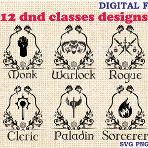 Dnd Class Emblems Bundle Pack 12 Pcs, Dnd Svg, Dungeons and Dragons Svg ...