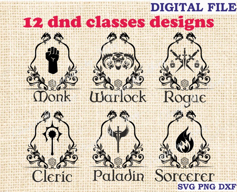 Dnd Class Emblems Bundle Pack 12 Pcs Dnd Svg Dungeons and - Etsy UK