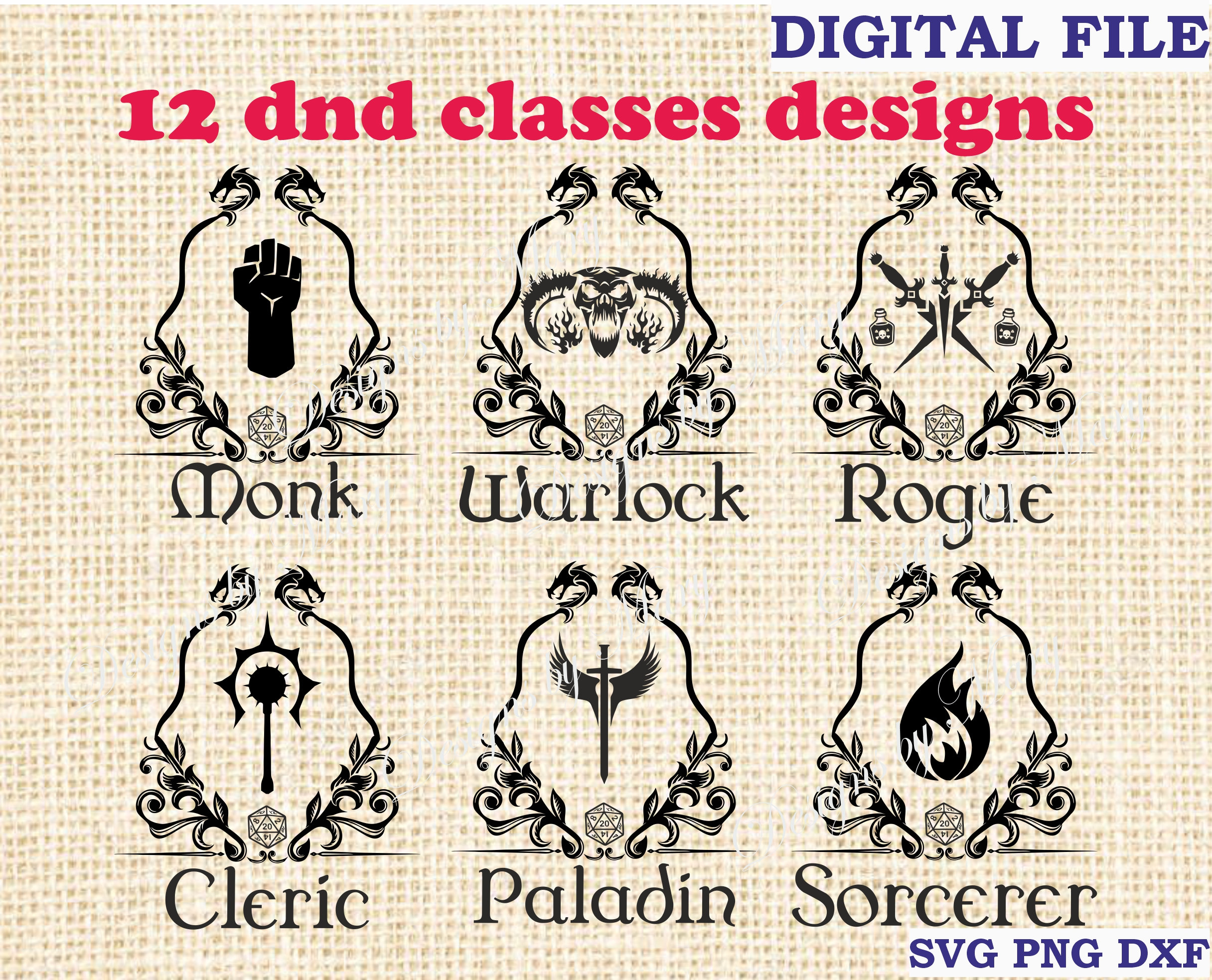 Dnd Class Emblems Bundle Pack 12 Pcs Dnd Svg Dungeons and - Etsy