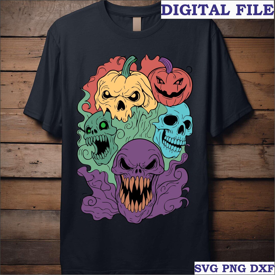Horror Pumpkin Svg, Spooky Season Svg, Halloween Skull Pumpkin Svg ...