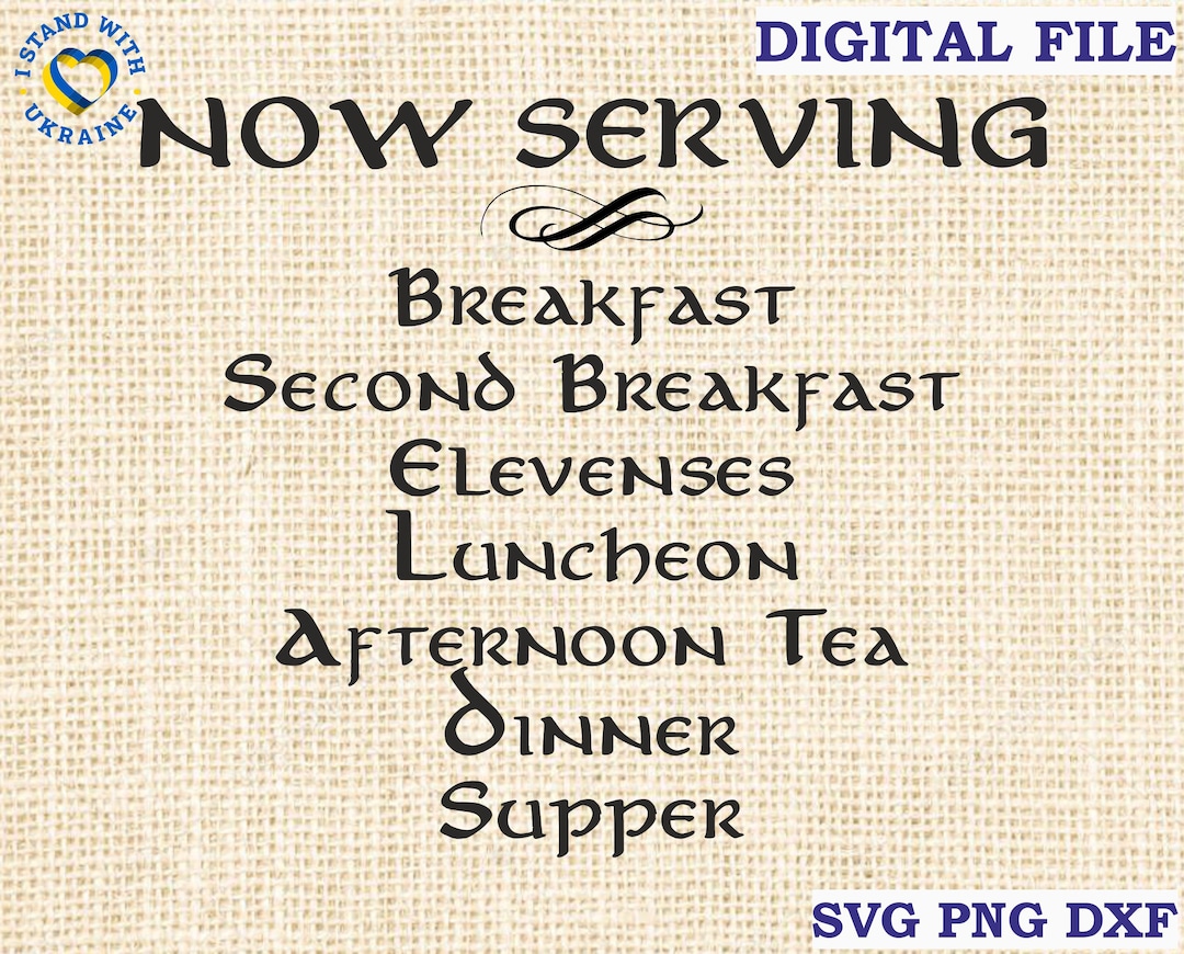 Hobbit Menu Svg, Hobbit Meal Design Svg, Png, Dxf, Now Serving ...