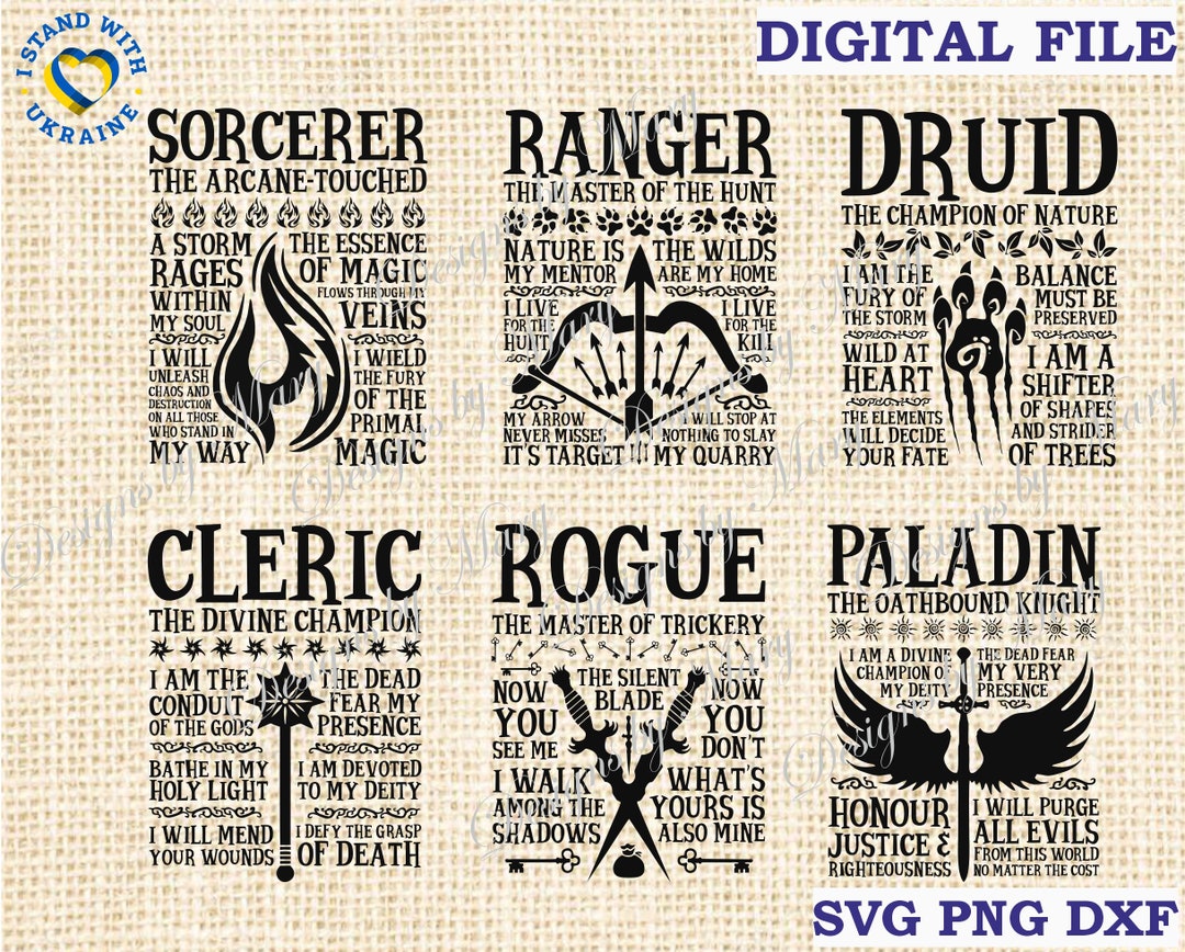 Dnd Svg, Dungeons and Dragons Svg, Dnd Class Bundle Pack 12 Pcs, D and ...