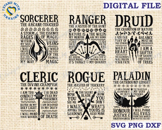 Dnd svg Dungeons and Dragons svg dnd class Bundle Pack 12 - Etsy México