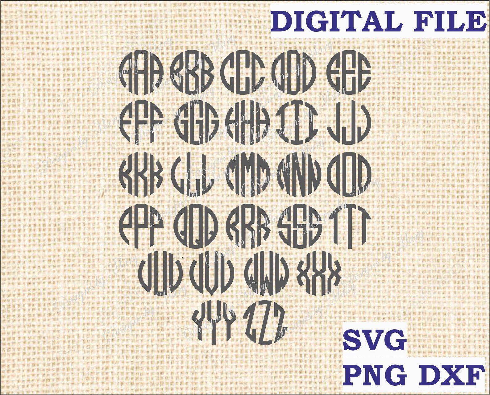 Circle Monogram SVG Circle Font Svg Scalloped Monogram | Etsy