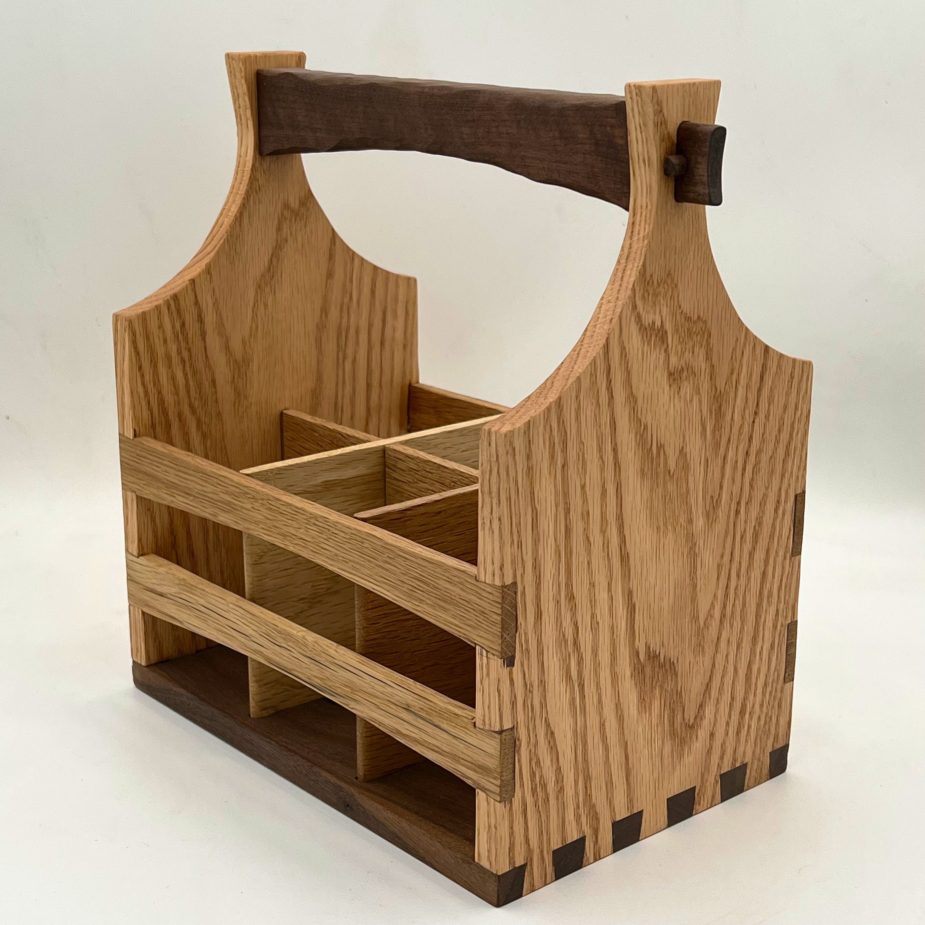 Farmhouse Oak and Black Walnut Beverage Caddy - Etsy