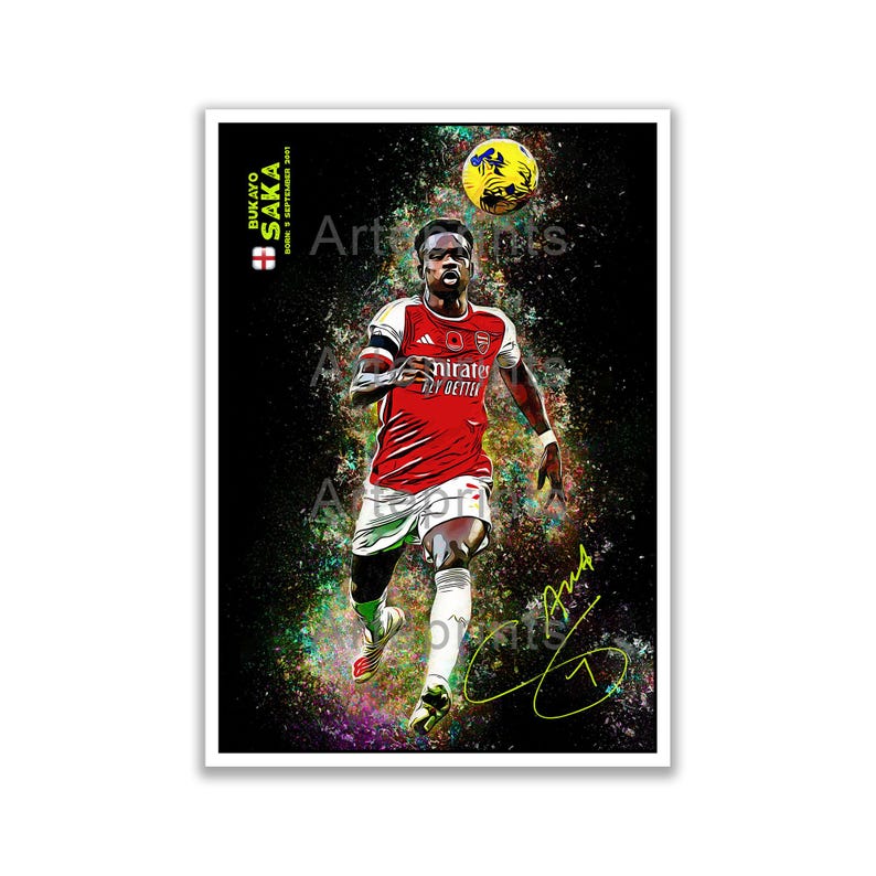Bukayo Saka Signed Art Print - Etsy