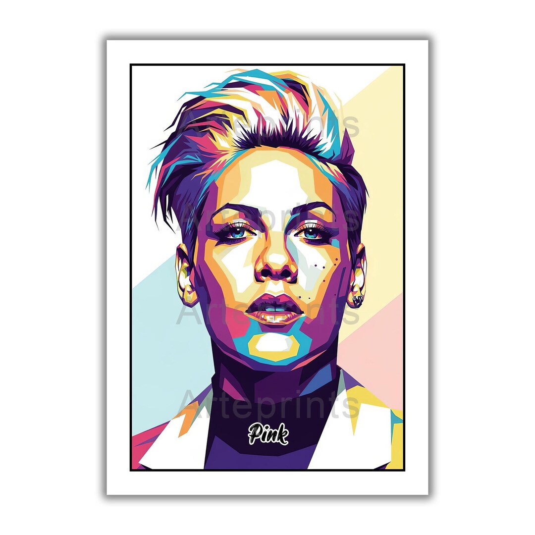Pink Portrait Art Poster - Etsy