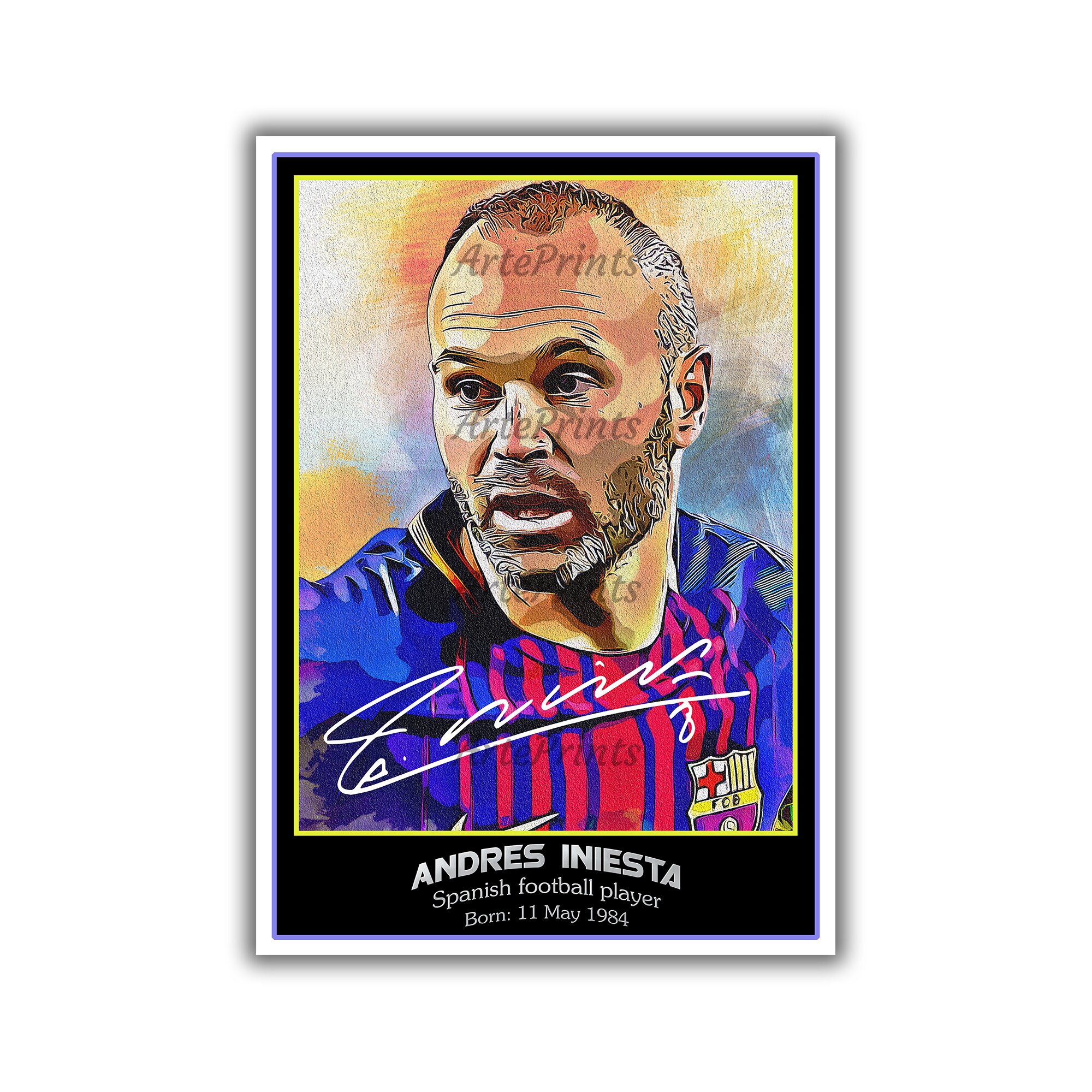 Andres Iniesta Signed Celebrity Art Portrait Print Poster - Etsy
