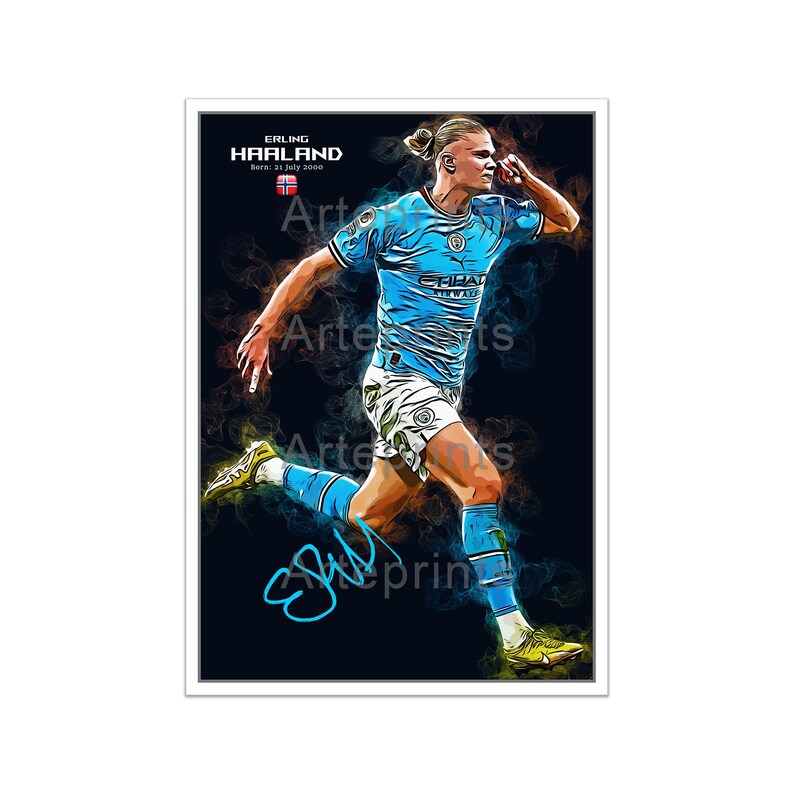 Erling Haaland Signed Art Print - Etsy