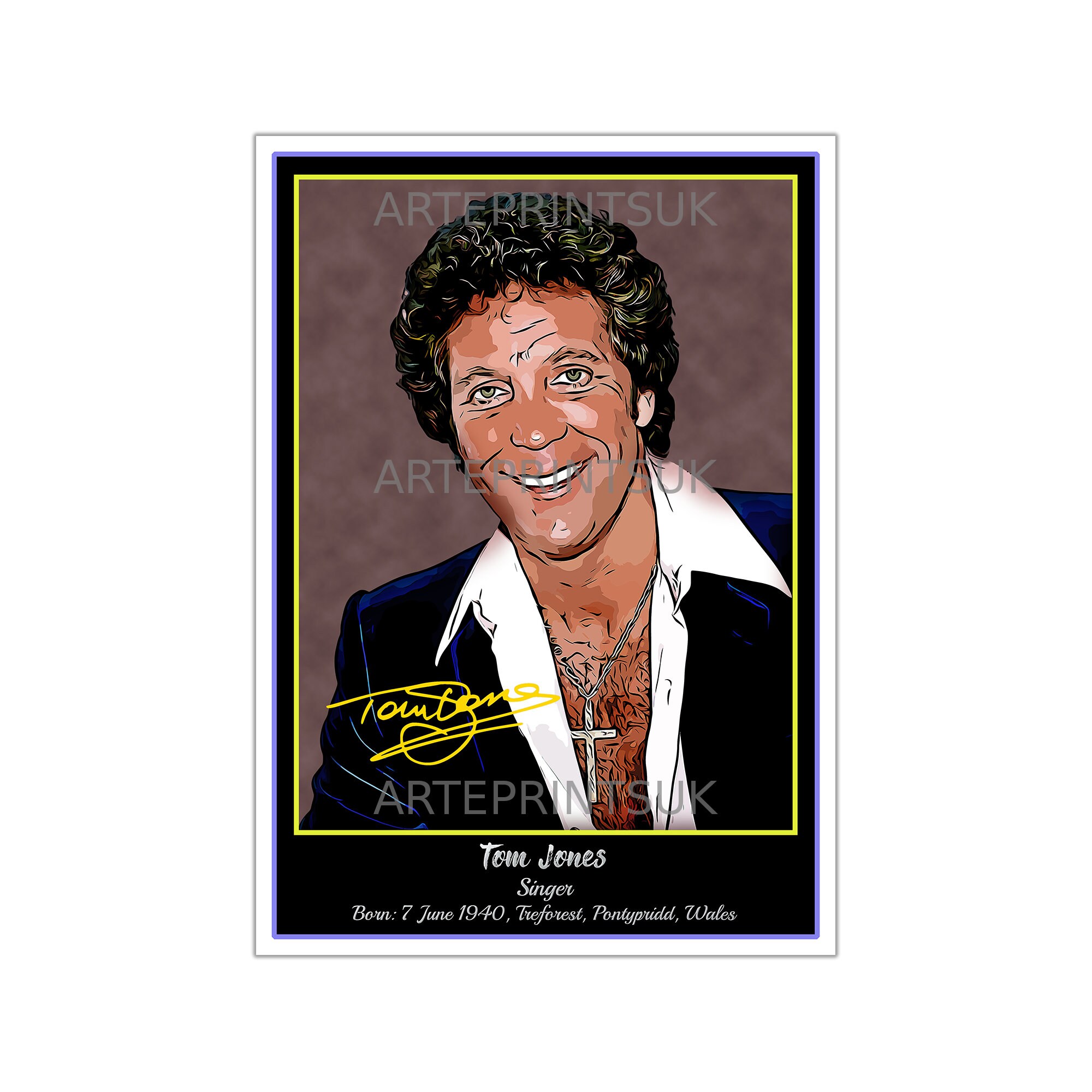 Tom Jones Signed Celebrity Art Portrait, Print, Poster - Etsy