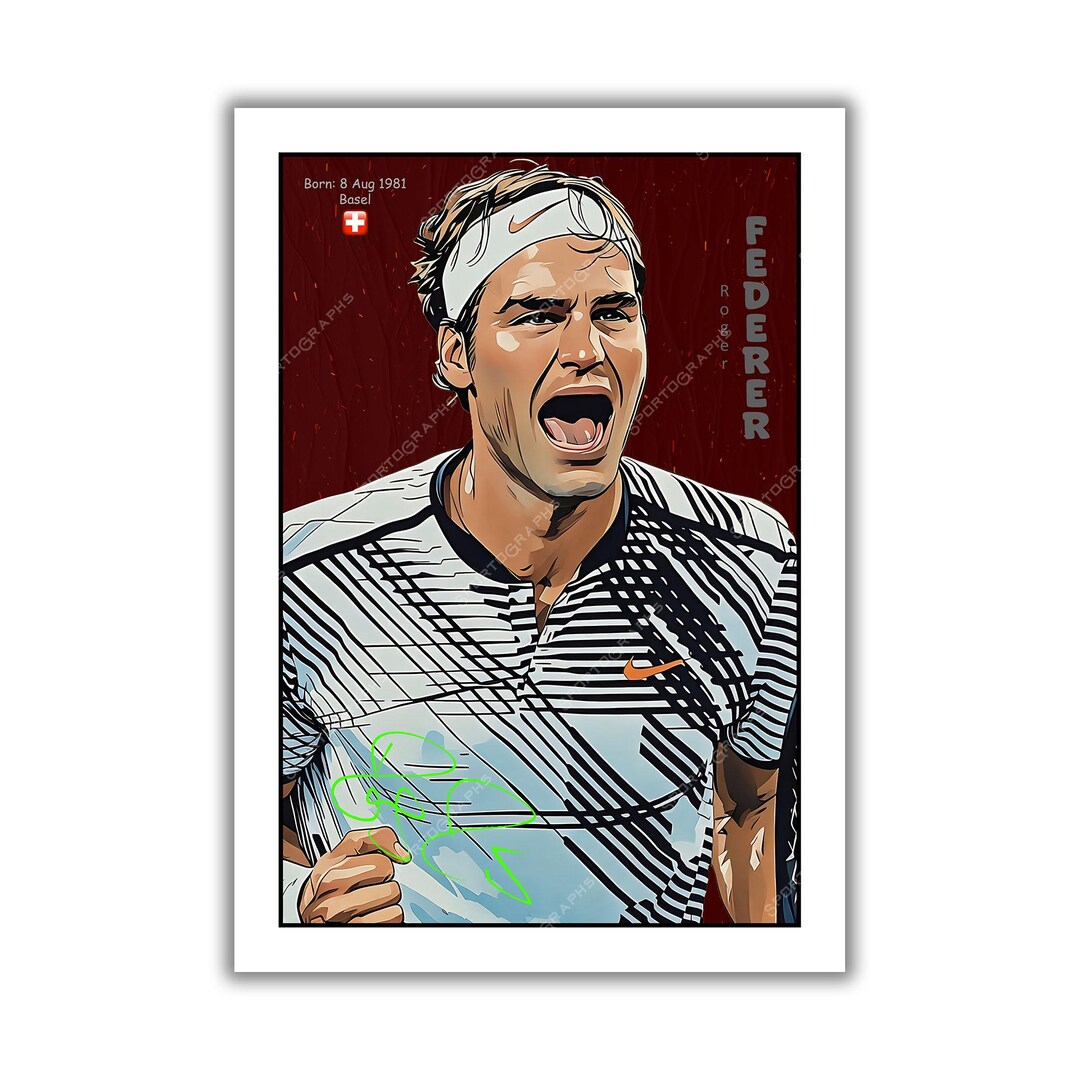 Roger Federer Signed Tennis Memorabilia Art Poster - Etsy