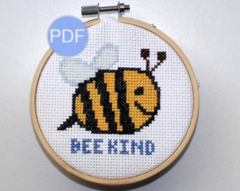 Bee Kind Cross Stitch - Etsy