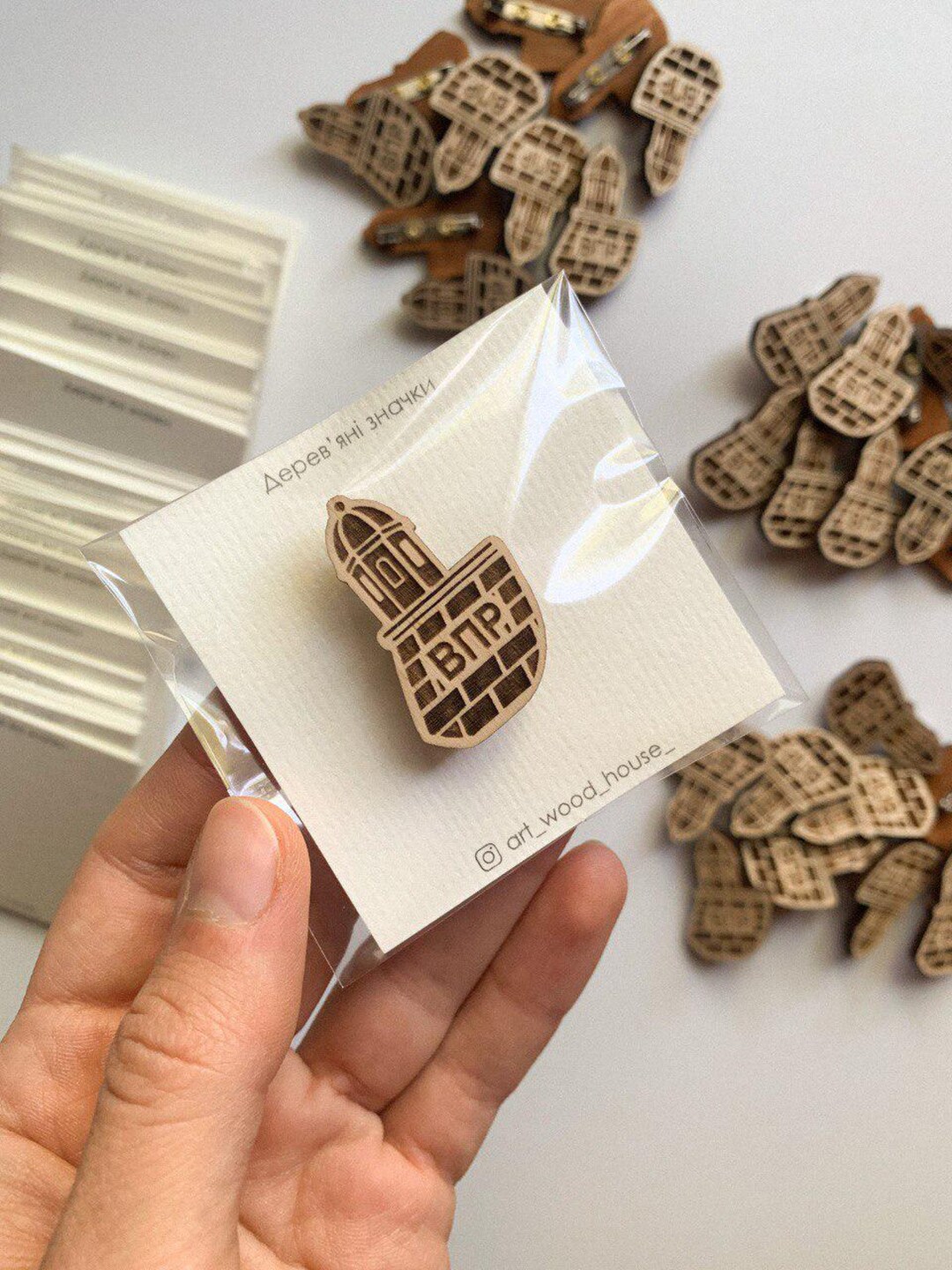 Custom Wooden Logo Pins – Personalized Engraved Badges – Laser Cut Wood ...