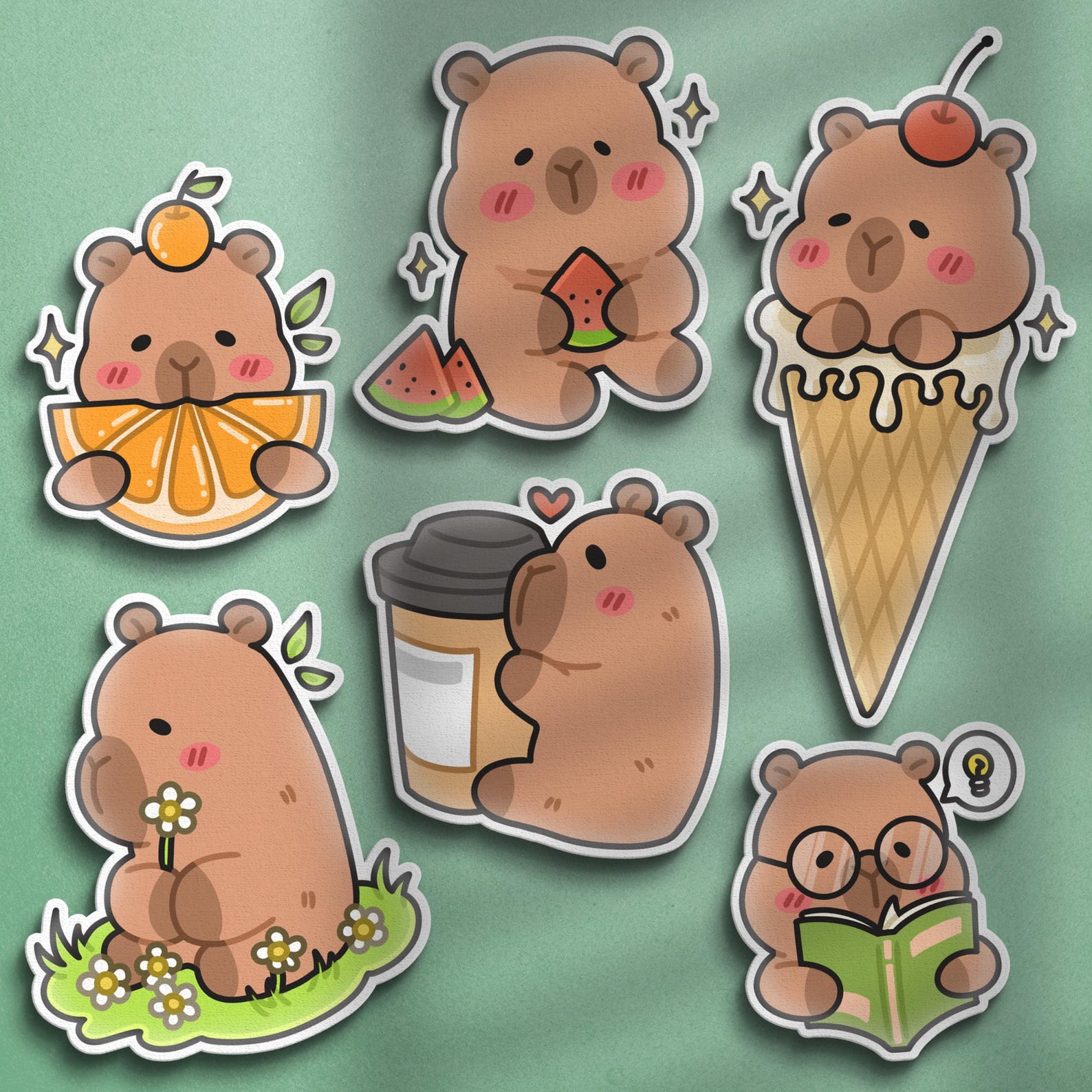 Cute Printable Capybara PNG Digital Kawaii Animal Clipart Adorable ...