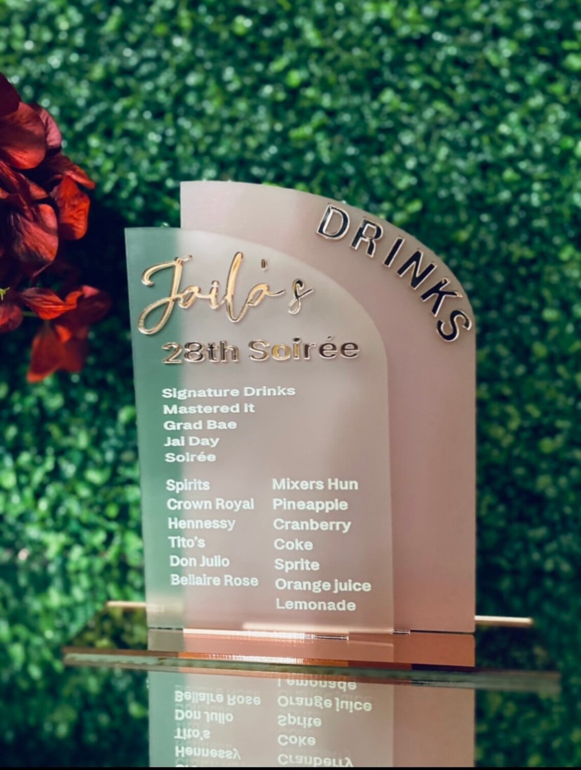 Arched Acrylic Drink Sign Double Acrylic Menu Wedding Sign - Etsy