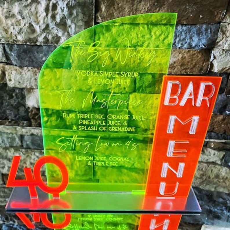 Arched Acrylic Drink Sign Triple Panel Acrylic Menu - Etsy