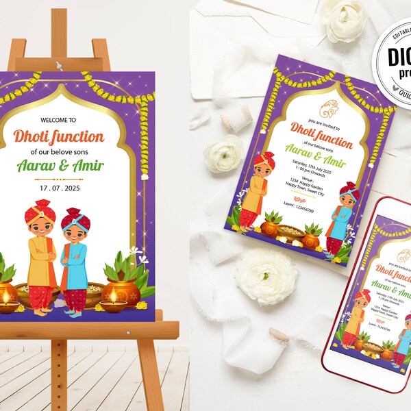 Saree and Dhoti Function Invitation - Etsy