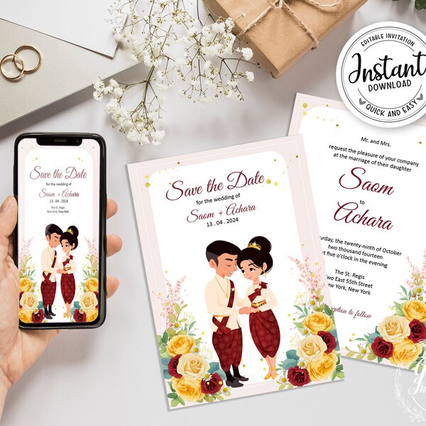 Khmer Wedding Invitations - Etsy