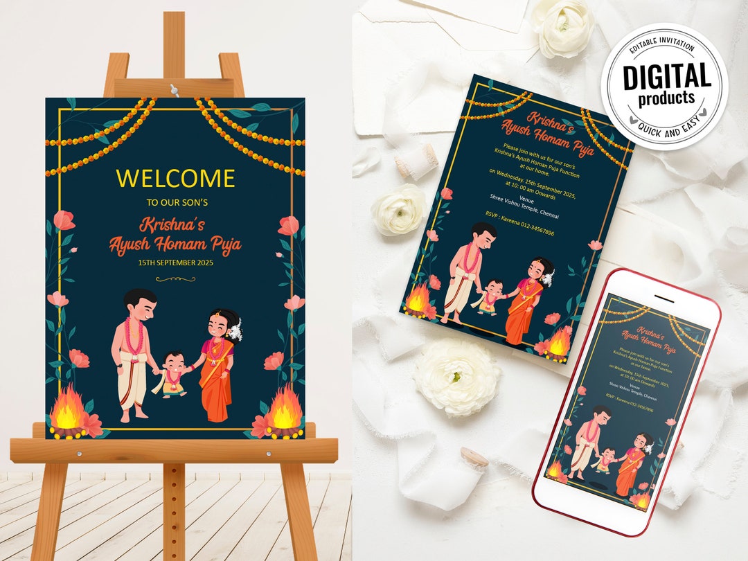 Cute Ayush Homam Puja Function Invite Ayushya Homam Invite - Etsy Canada