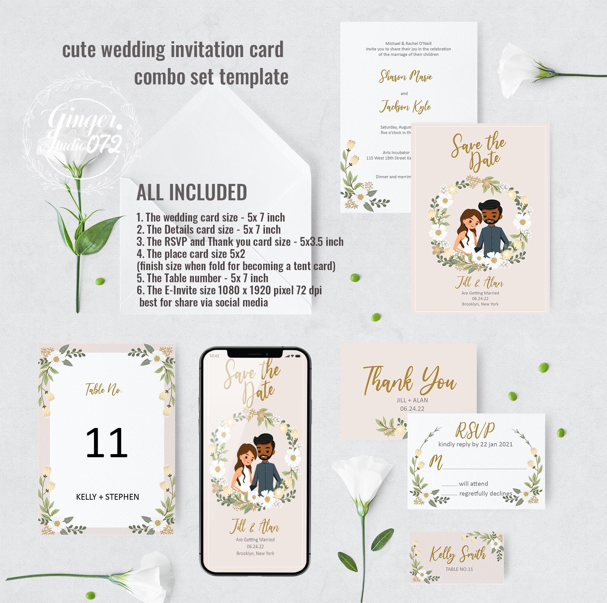 Cute Wedding Invitation card Template Editable invitation | Etsy