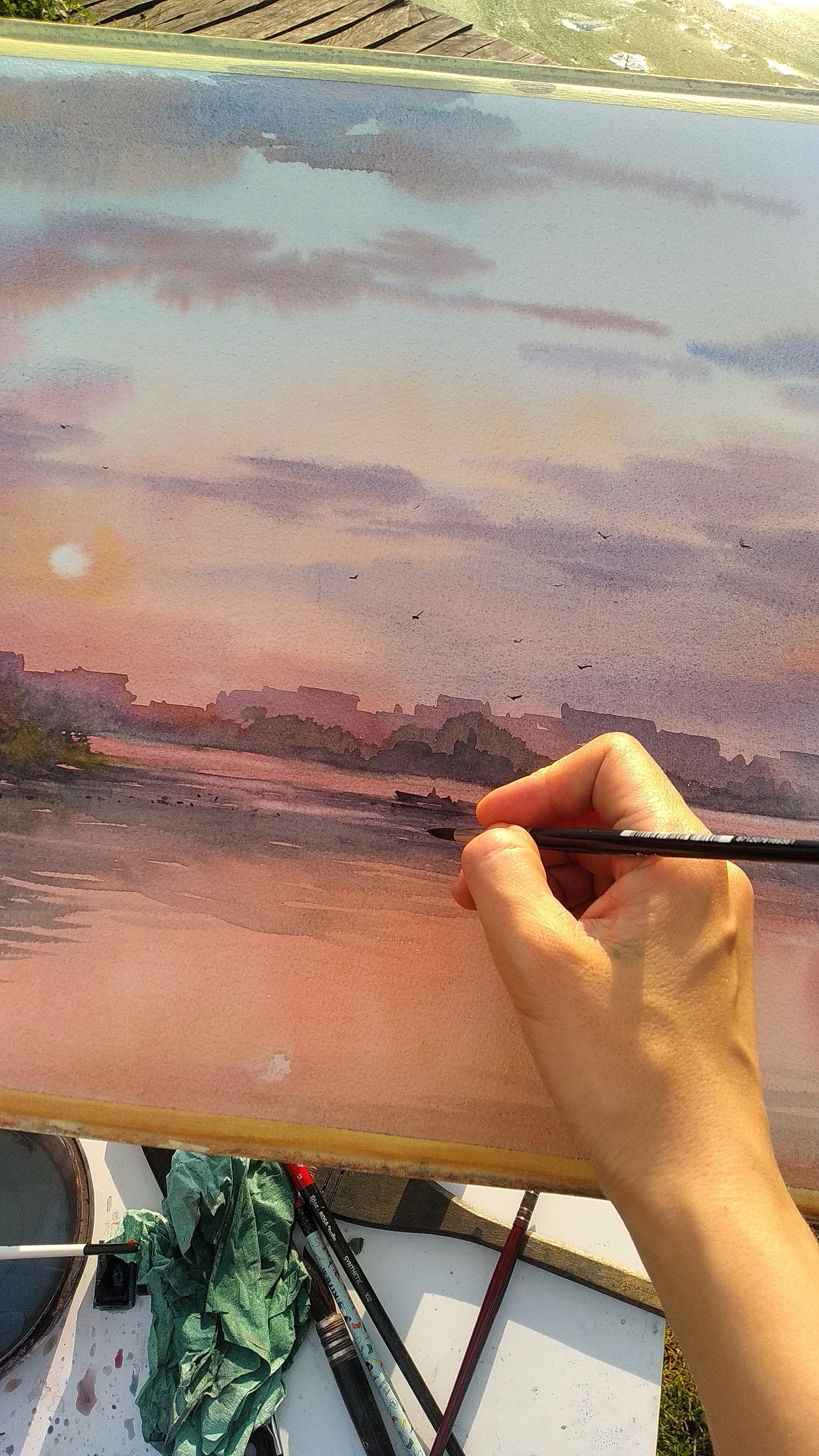 Original Large Watercolor Painting Nature River Plein Air Art Landscape ...
