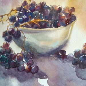 Grape Painting Original Still Life Art Light Nature Watercolor Still ...