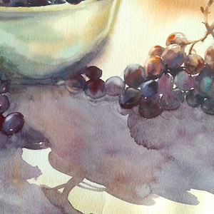 Grape Painting Original Still Life Art Light Nature Watercolor Still ...