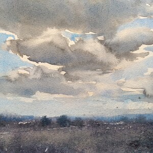 Watercolor Original Not Print Cloud Sky Sketch Blue Painting Decor ...