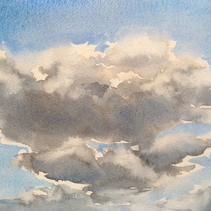 Watercolor Original Not Print Cloud Sky Sketch Blue Painting Decor ...