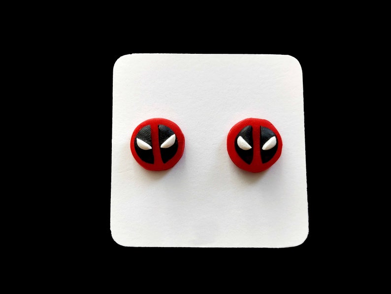 Deadpool Stud Earrings, Geeky Jewelry, Nerdy Gift, Comic Book Earrings ...