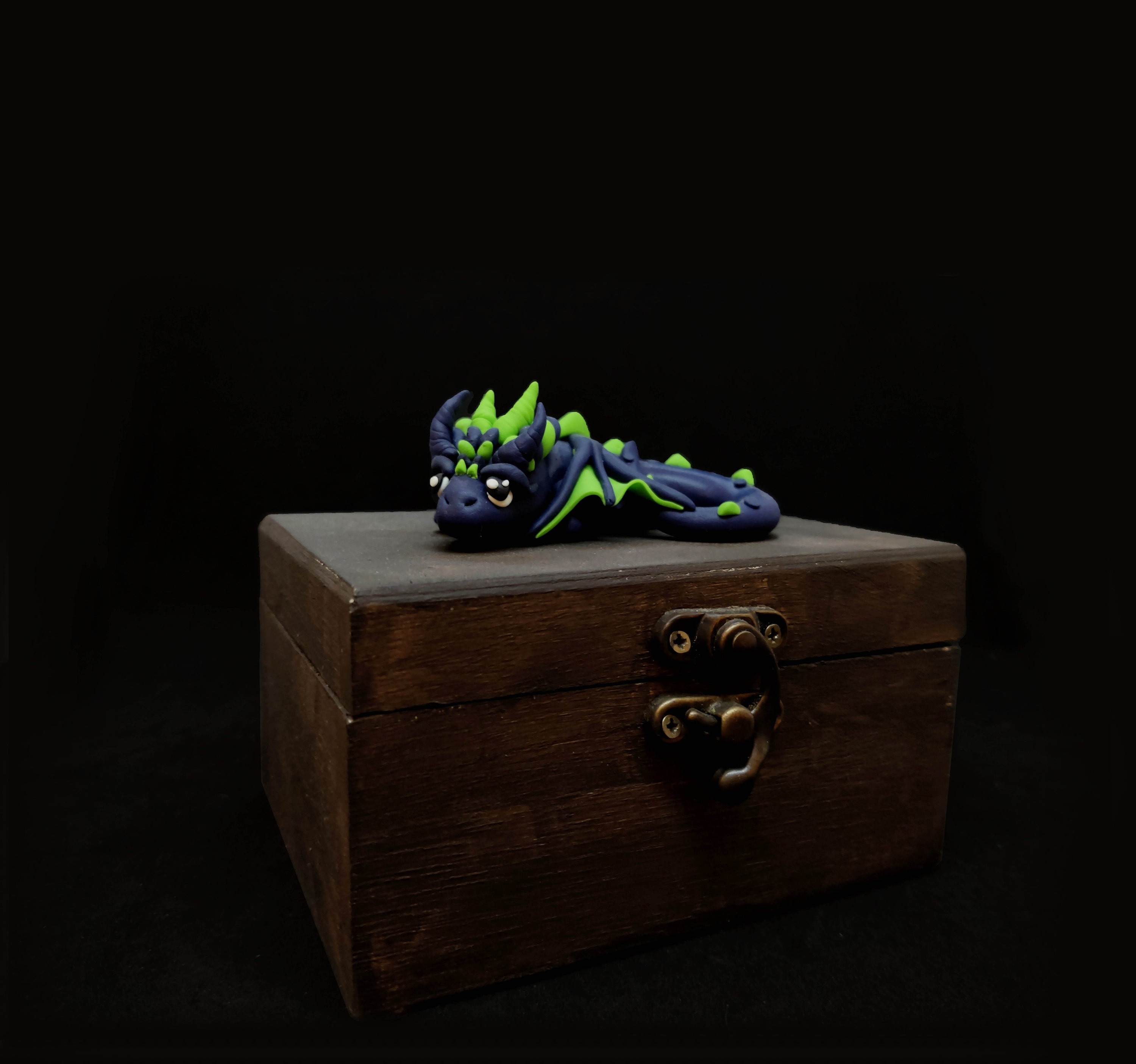 Dragon Chest Dragon Box Miniature Dragon on a Box Dice Box - Etsy
