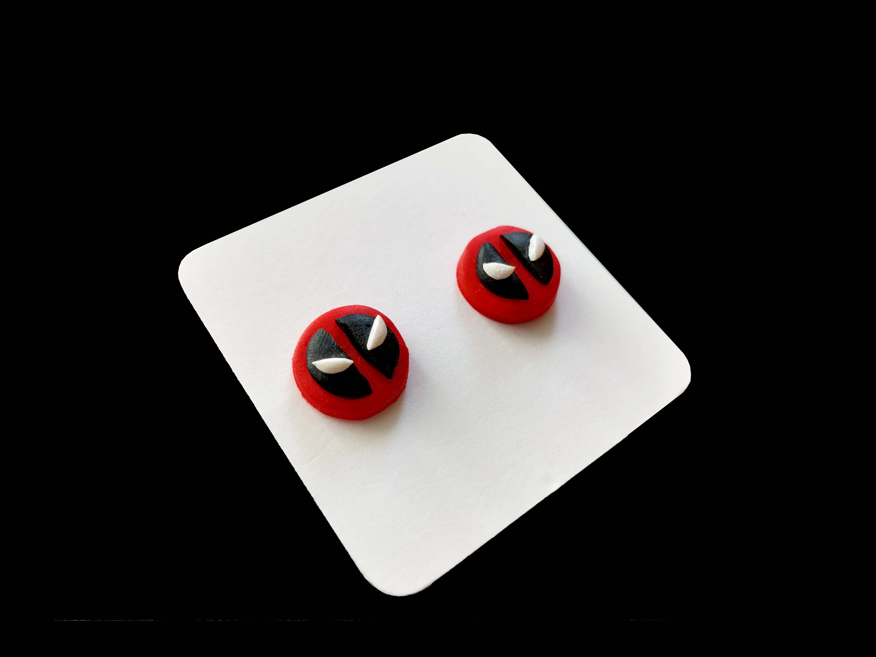 Deadpool Stud Earrings, Geeky Jewelry, Nerdy Gift, Comic Book Earrings ...