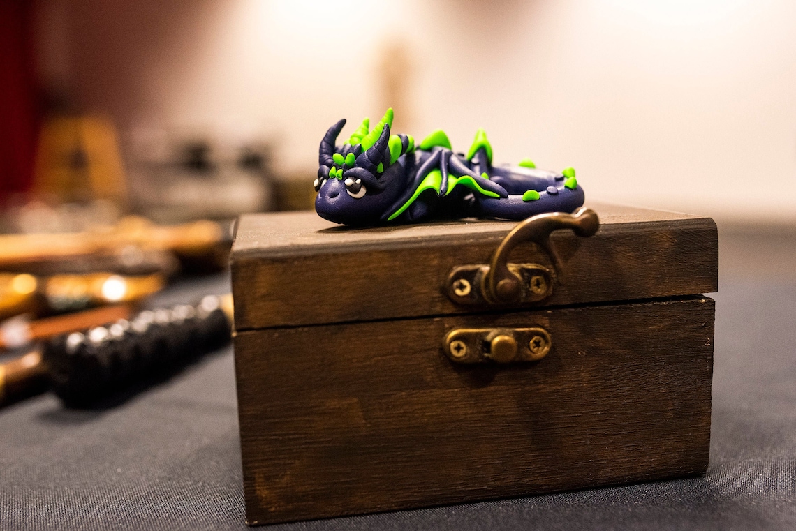 Dragon Chest Dragon Box Miniature Dragon on a Box Dice Box - Etsy
